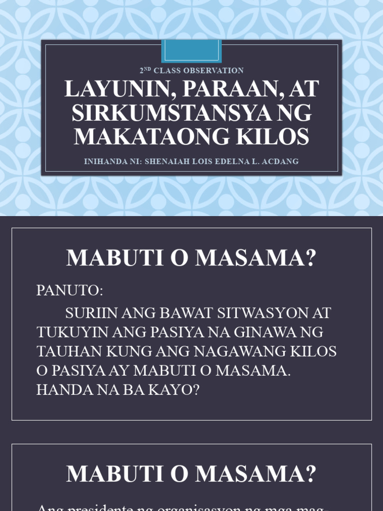 Layunin Paraan at Sirkumstansiya NG Makataong Kilos | PDF