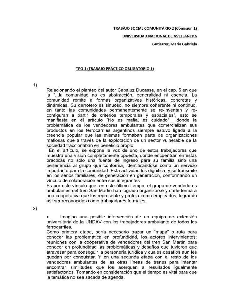 TP1 - TSC II - Maria Gabriela Gutierrez | PDF | Cooperativa | Economía social