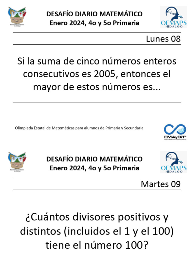 03 DDM 4o y 5o Primaria Enero 2024 | PDF
