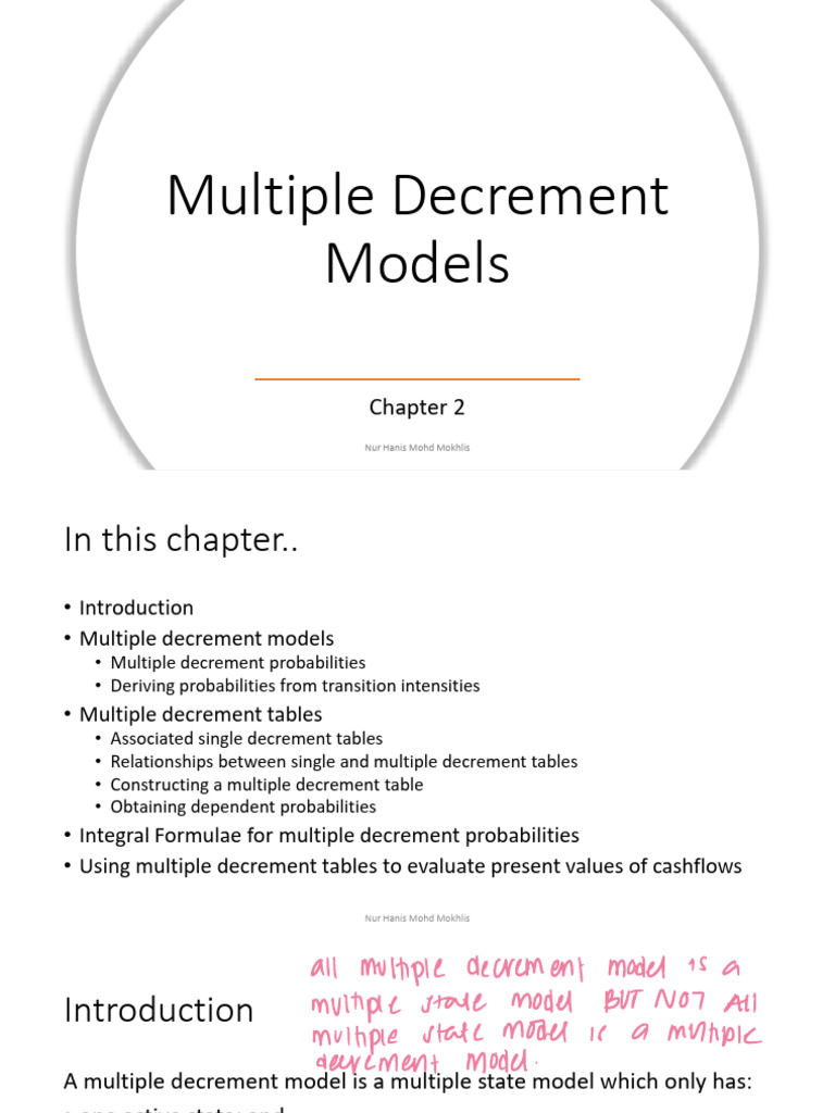 Chap 2 - Multiple Decrement Model | PDF