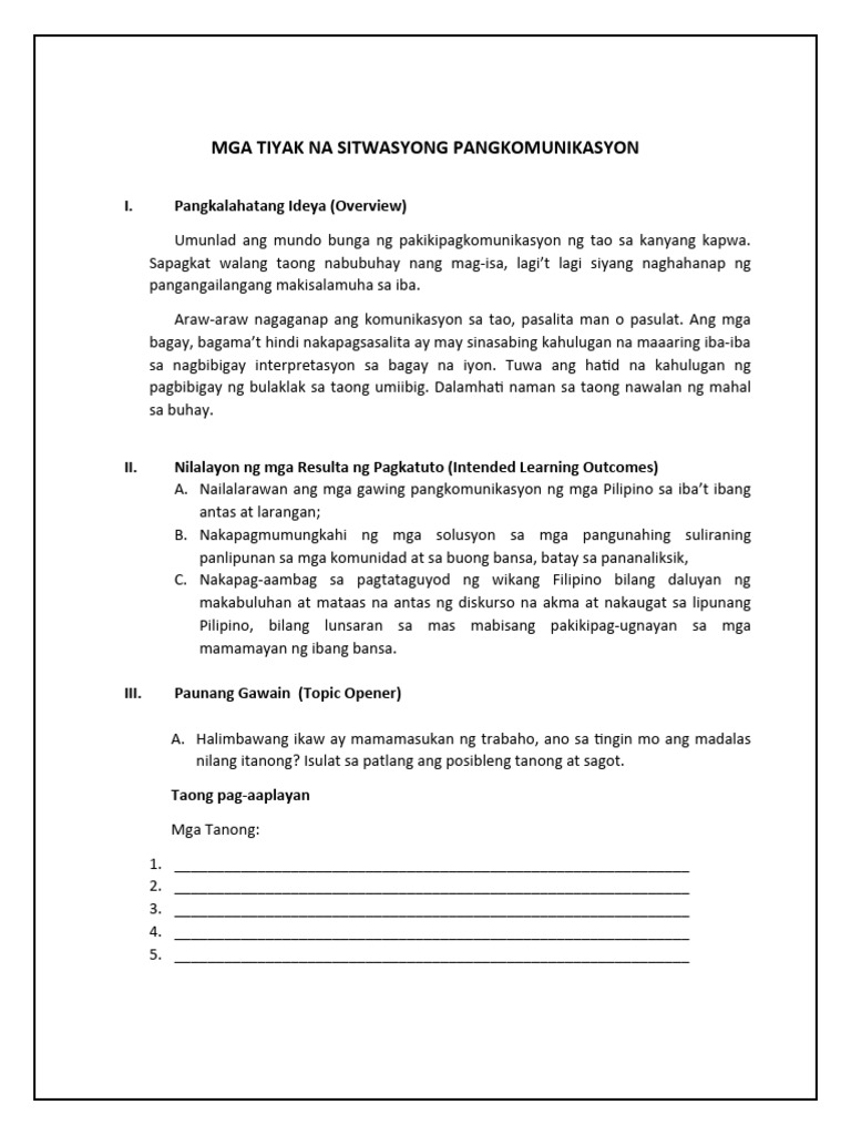Aralin 8 (MGA TIYAK NA SITWASYONG PANGKOMUNIKASYON) | PDF Aralin 8 (MGA TIYAK NA SITWASYONG PANGKOMUNIKASYON) | PDF