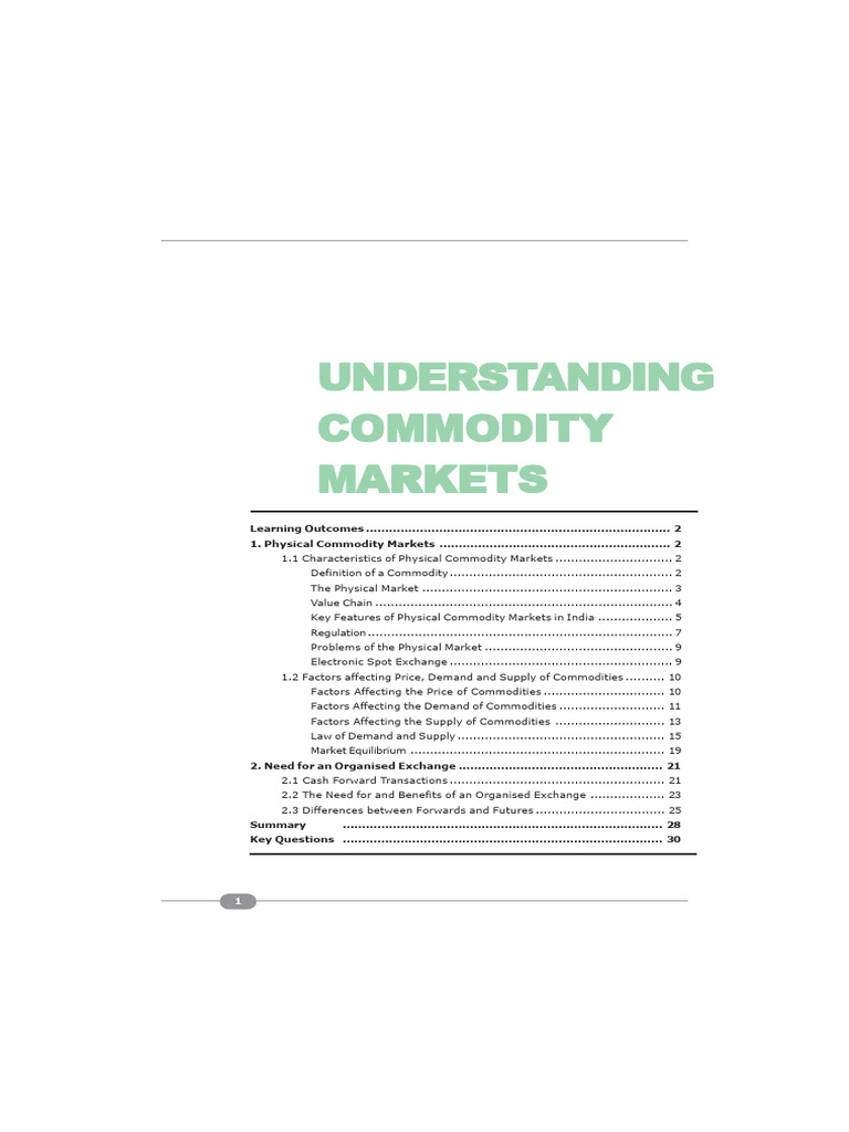 Understanding Commodity Markets | PDF | Supply (Economics) | Demand