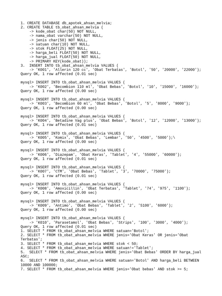 JAWABAN PTS MySQL | PDF