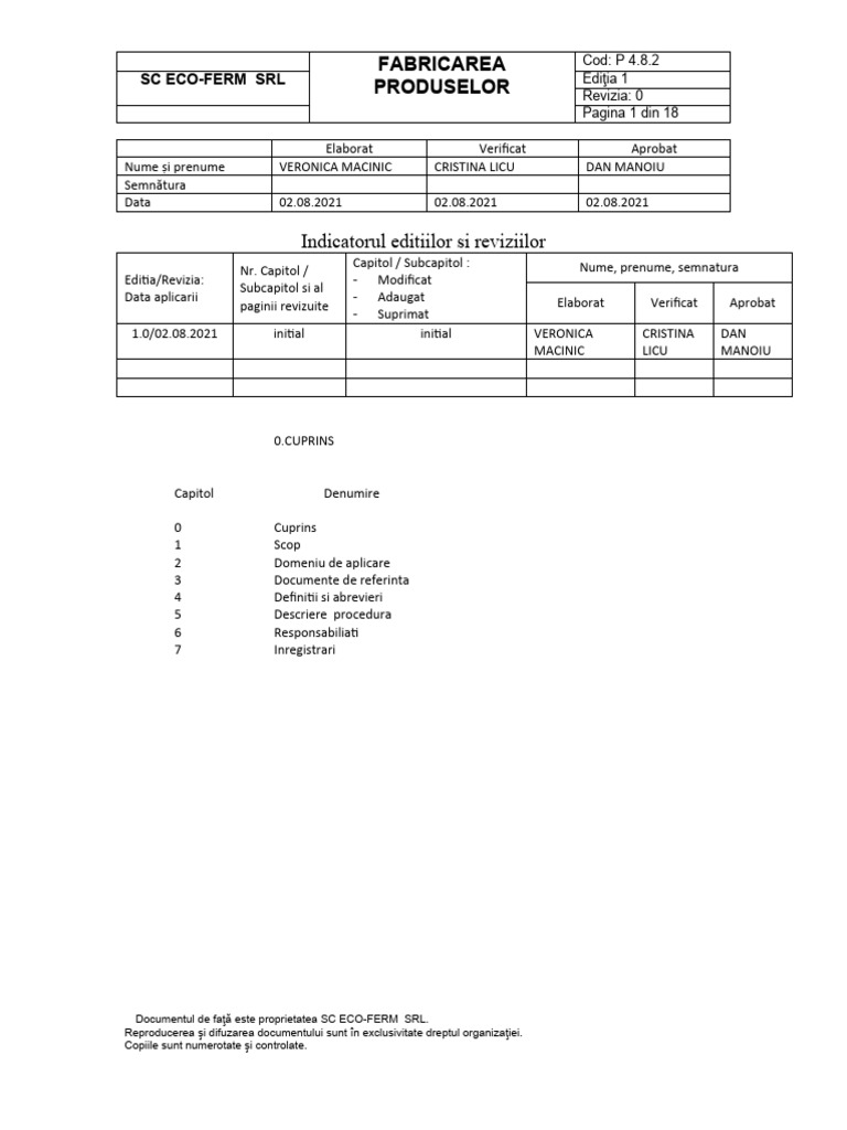 Indicatorul Editiilor Si Reviziilor: Fabricarea Produselor | PDF
