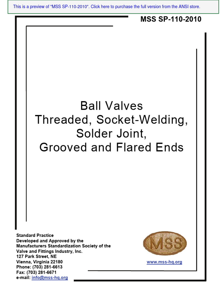 MSS SP-110-2010 | PDF | Steel | Valve