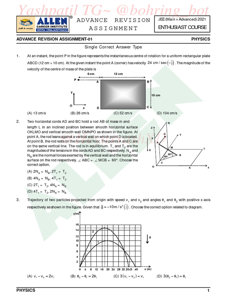 Allen Advance Revision Assignments Merged | PDF