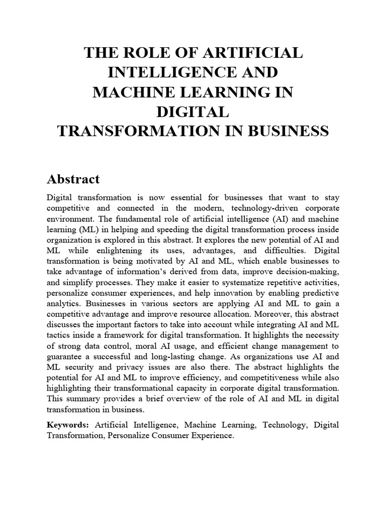 The Role of Artificial Intelligence and Machine Learning in Digital ...