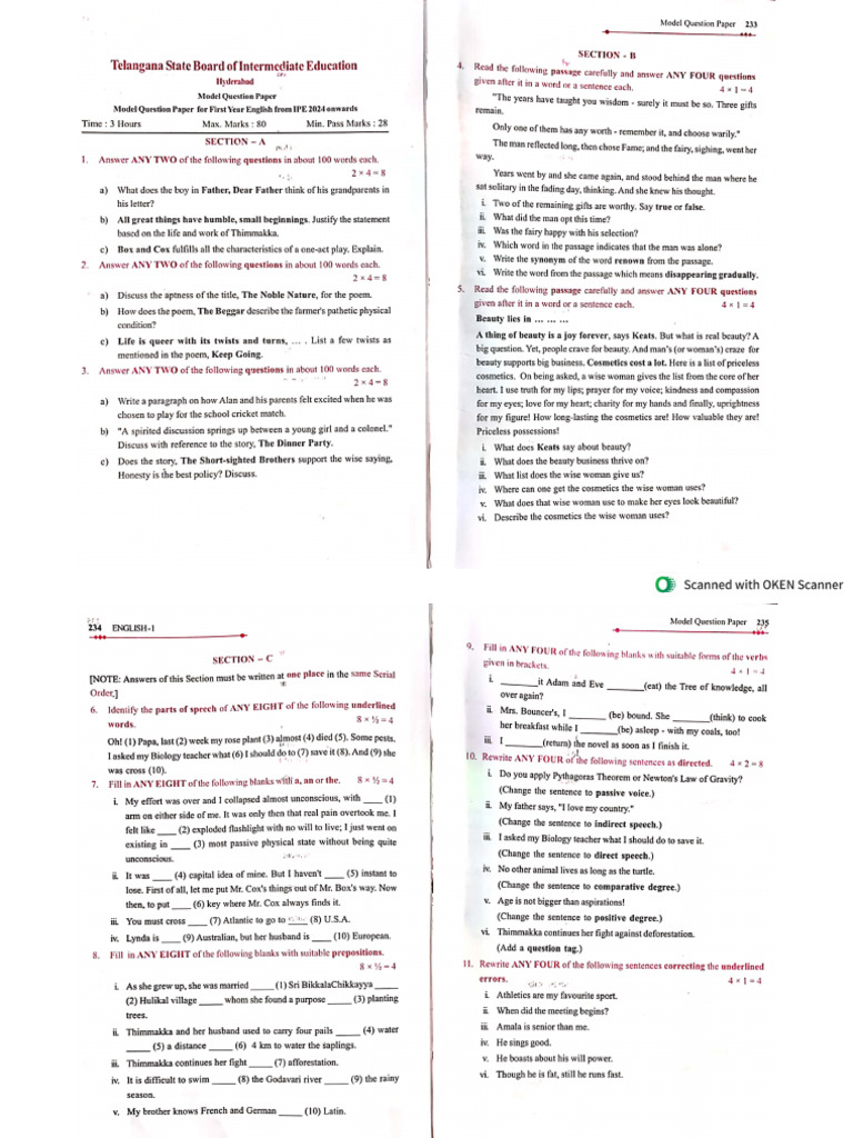 (MQP) Gen English - I (New) Theory | PDF