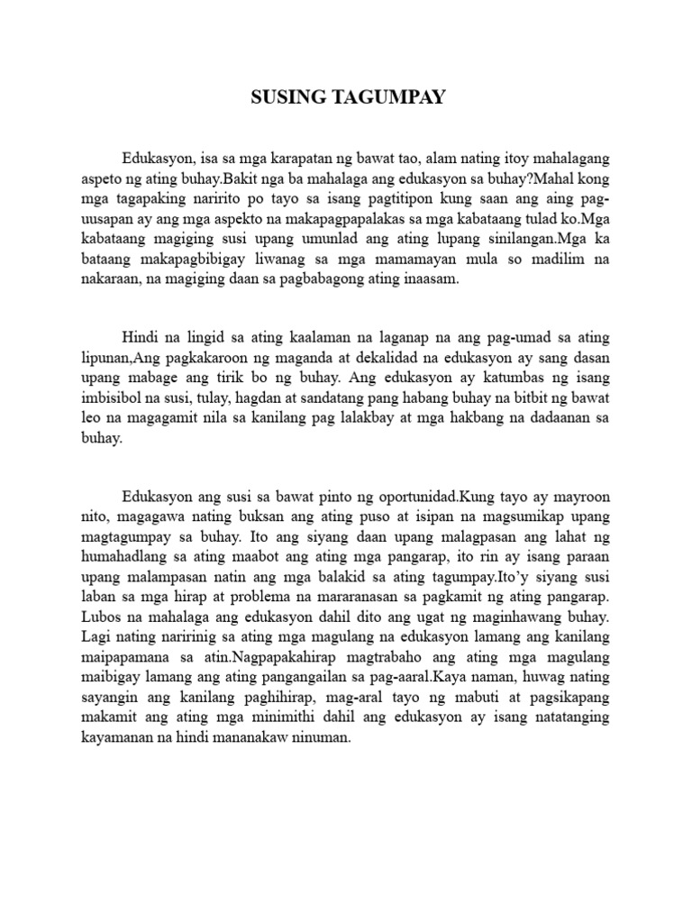 Talumpati in Filipino 10 | PDF