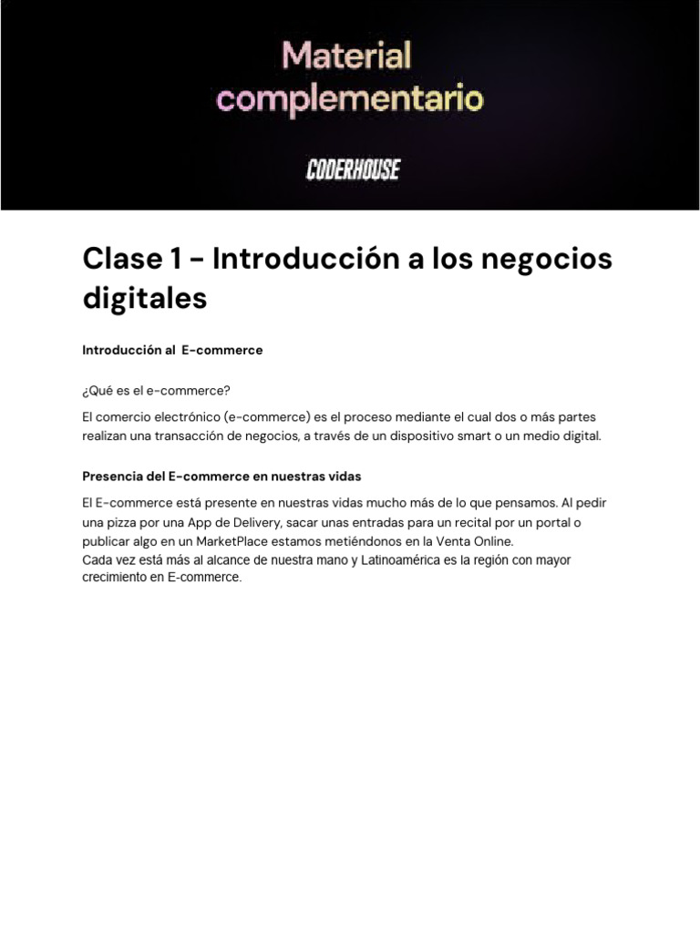 Clase 1 - Introducción A Los Negocios Digitales | PDF | Comercio ...