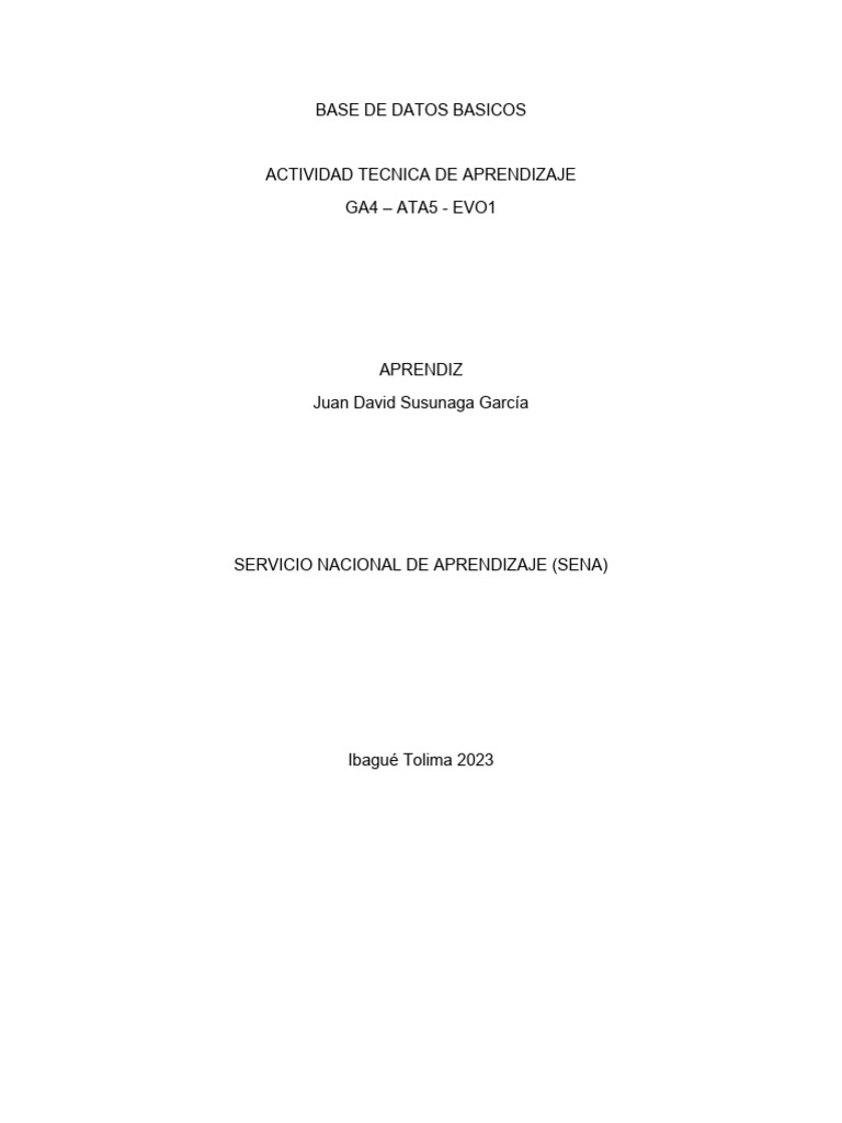 Base de Datos Basicos Ga4 at 5 | PDF