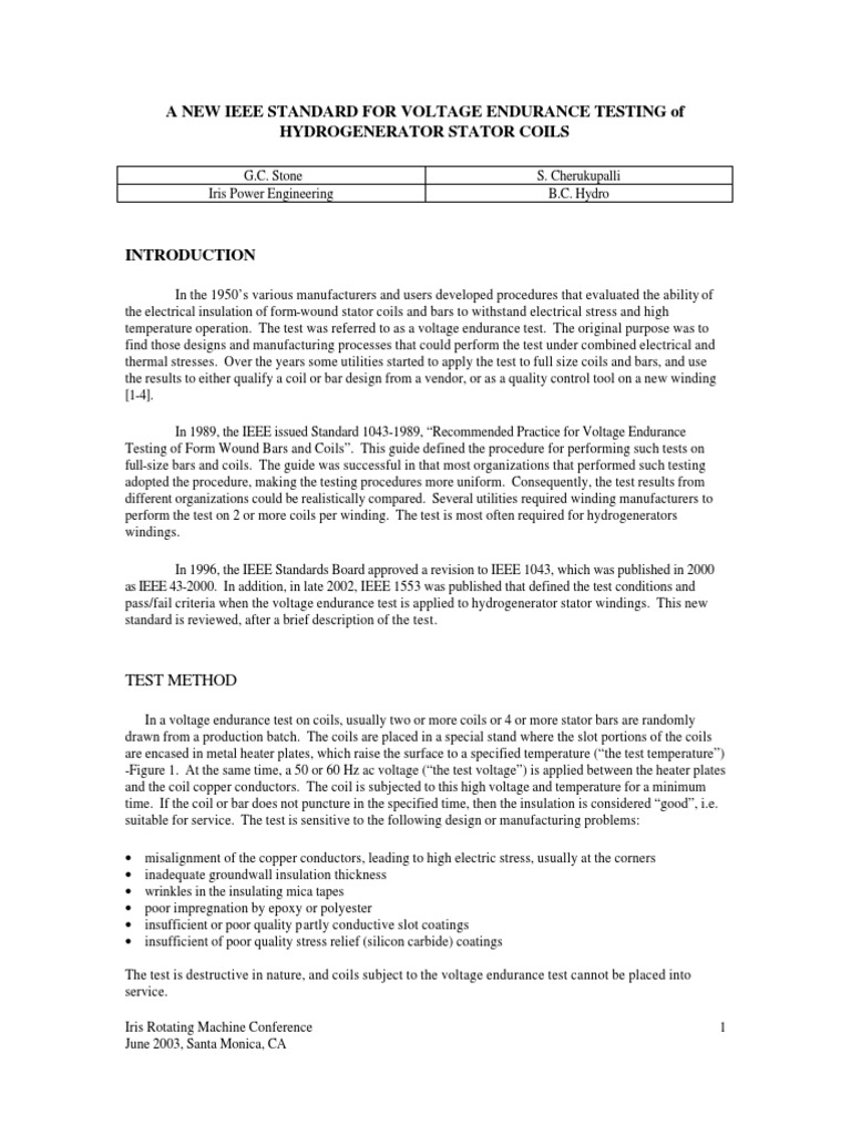IEEE Standard for Voltage Endurance Testing | PDF | Insulator ...