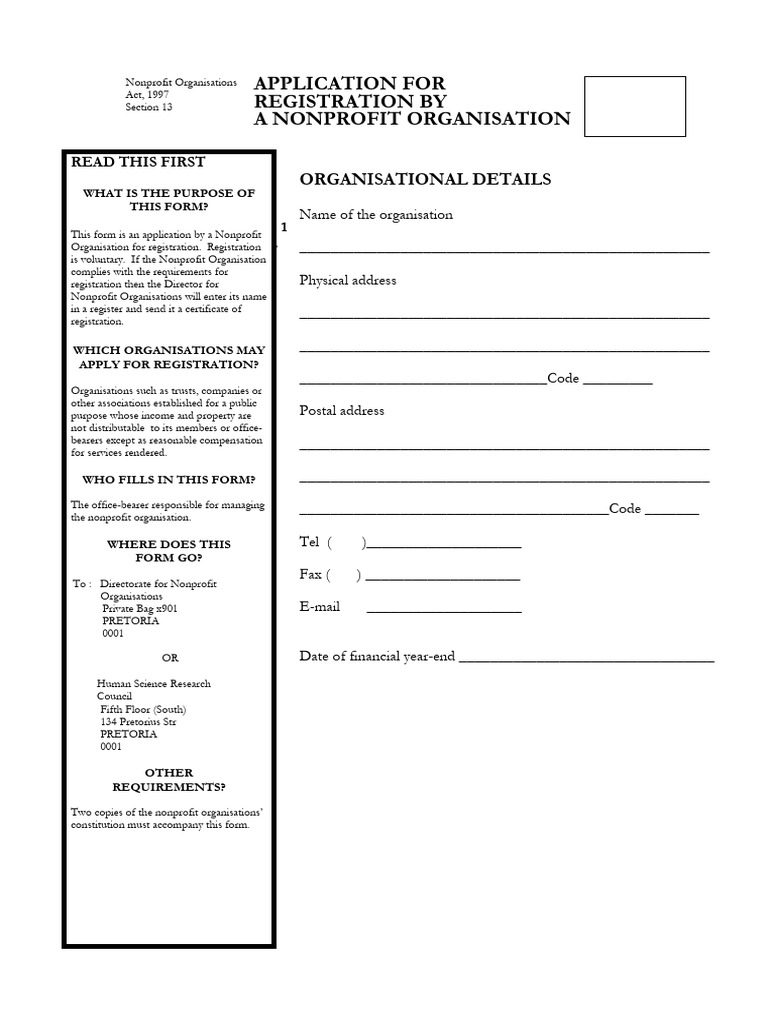 Applic Form NPO's7 | PDF