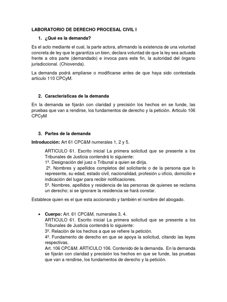 Laboratorio de Derecho Procesal Civil I | PDF