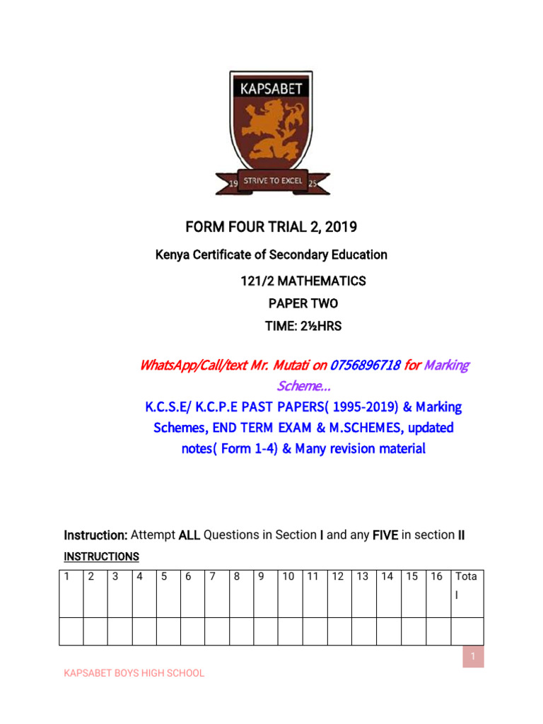 Mathematics Paper 2 | PDF