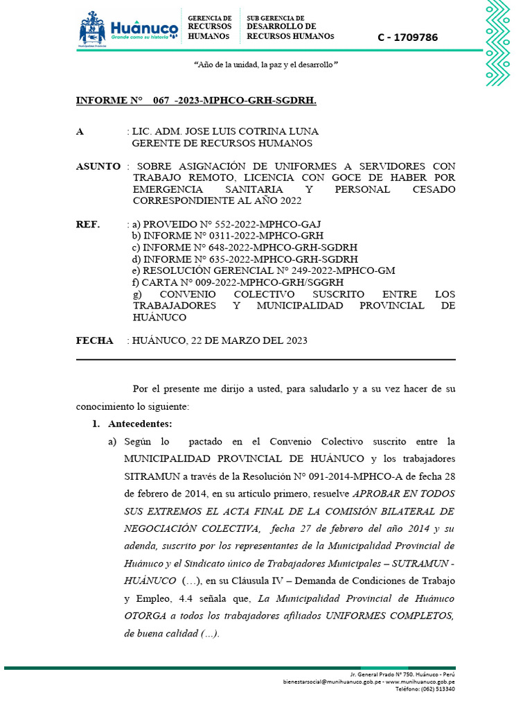 Informe Uniformes 2022 | PDF