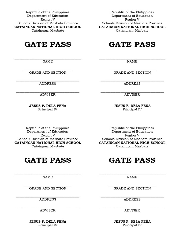 Gate Pass | PDF