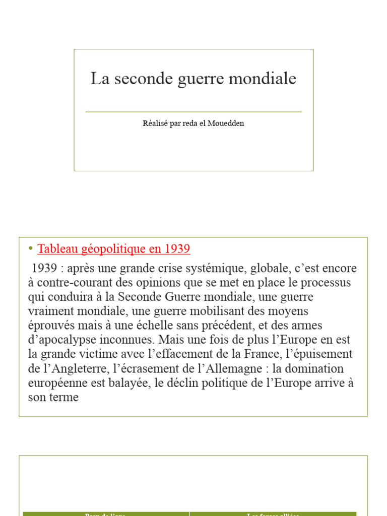 Seconde Guerre Mondiale | PDF