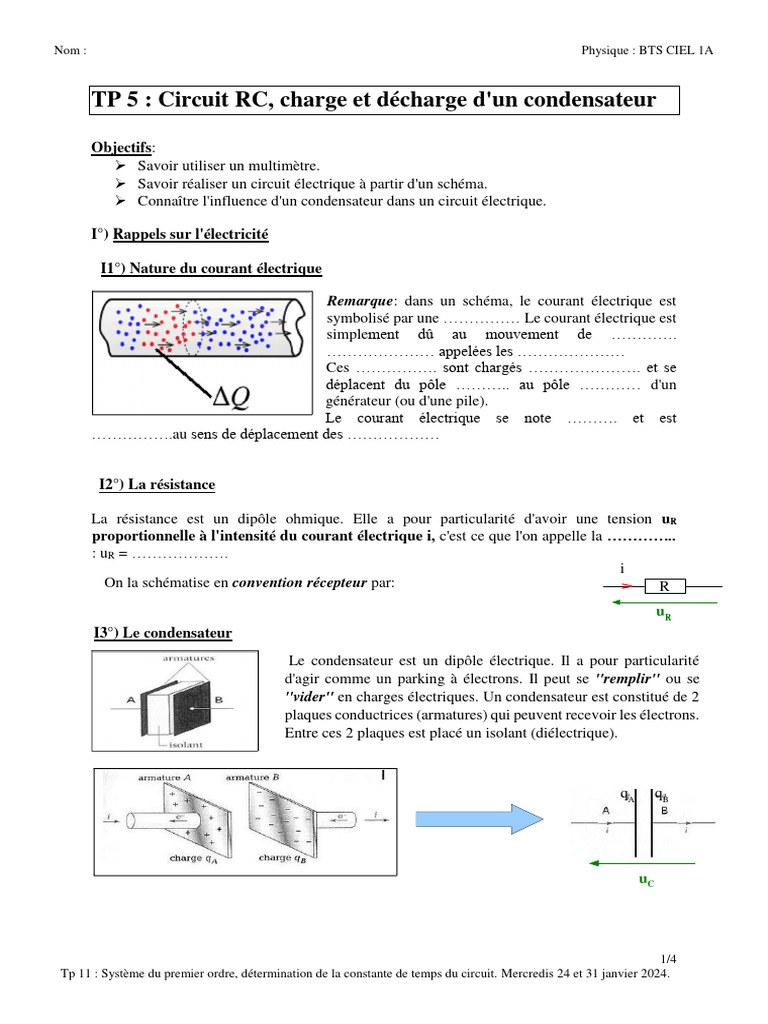 TP11 Charge - Et - Decharge - Dun - Condensateur | PDF