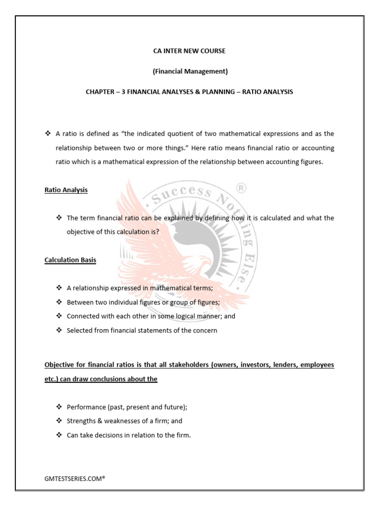 FM Ratio Analysis Notes | PDF