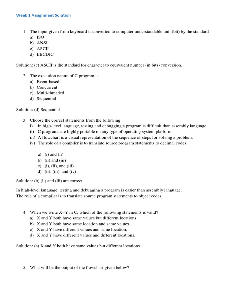 Assignment 1 July 2022 Solution | PDF | Programming | Computer Program
