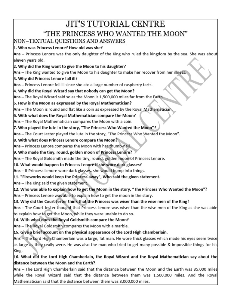 CL 9 ENGLISH (The Princess Who Wanted The Moon) | PDF