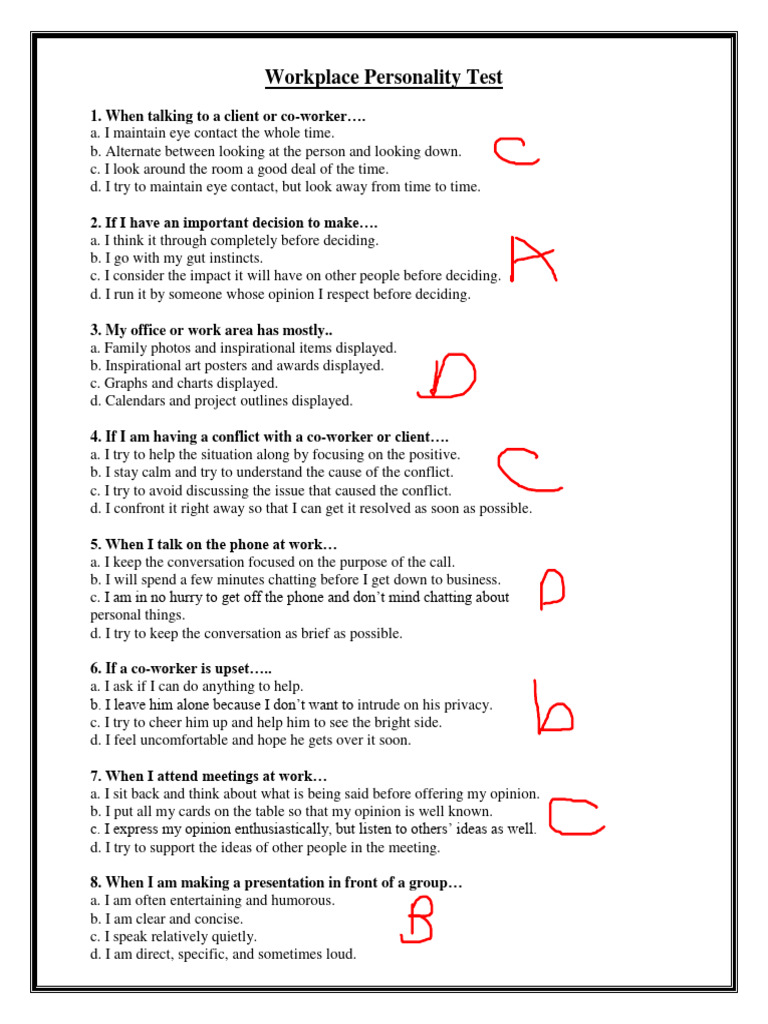 Personality Test | PDF | Communication | Personality Type