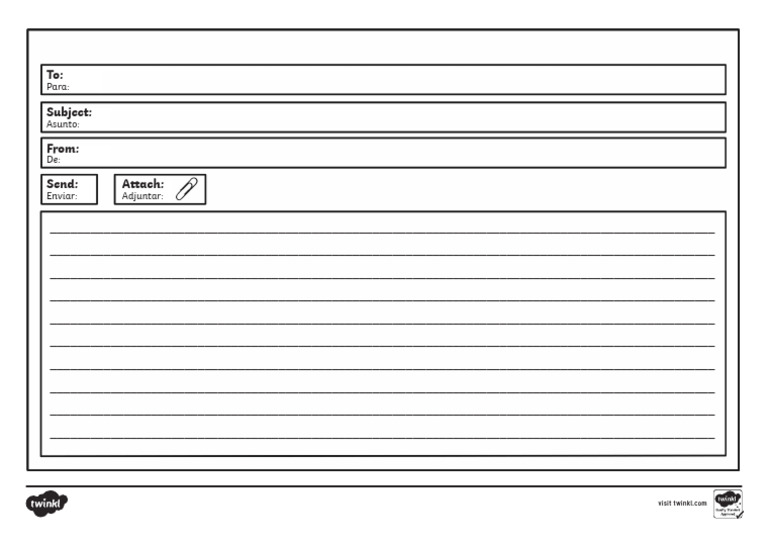 Es T T 2548685 Email Blank Template Writing Frames English Spanish | PDF