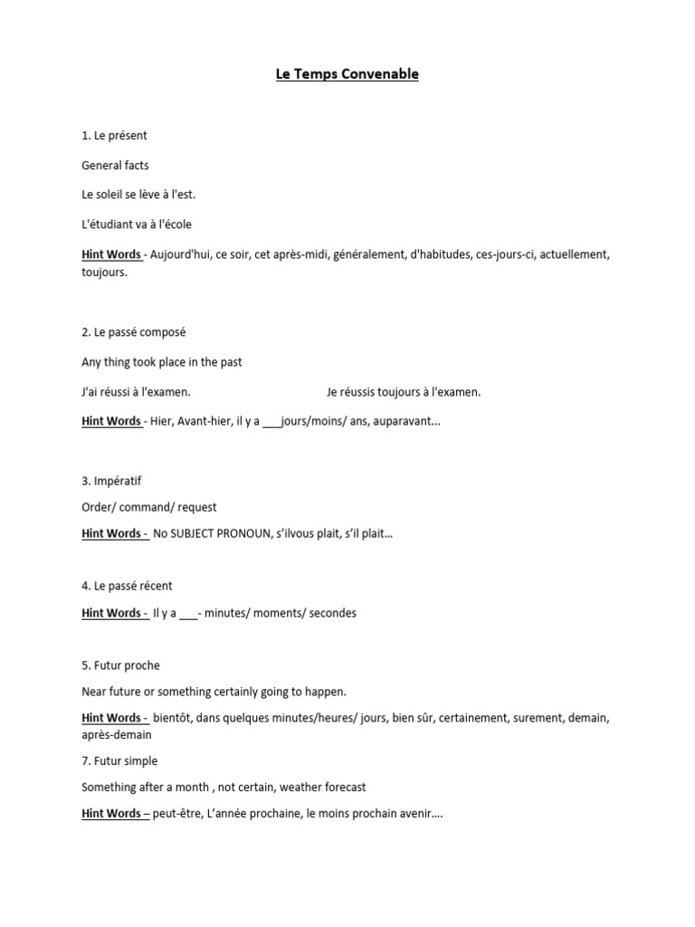 Les Temps Verbaux en Français | PDF | Arts du langage et discipline