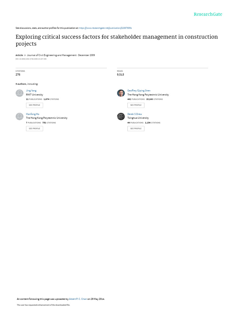 Exploring Critical Success Factors For Stakeholder | PDF
