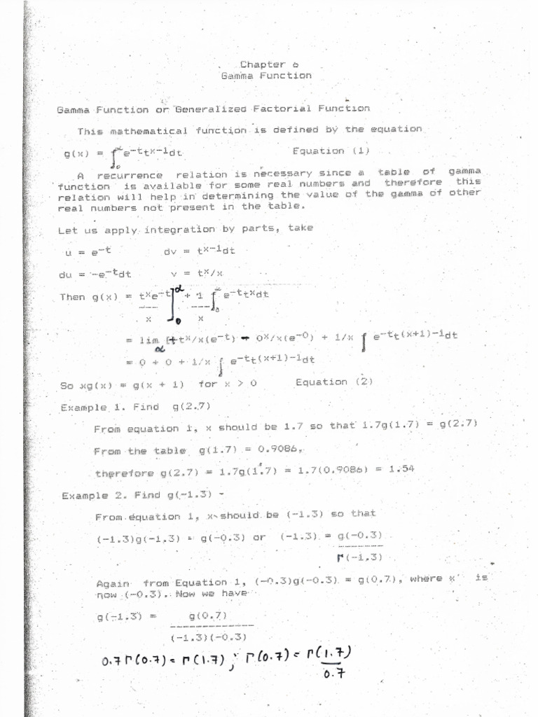 13.aeng 201 Chapter 7 Gamma Functions | PDF