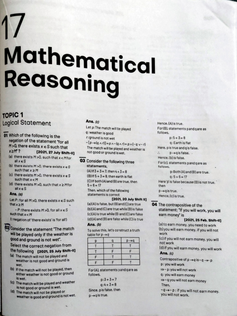 Mathematical Reasoning | PDF