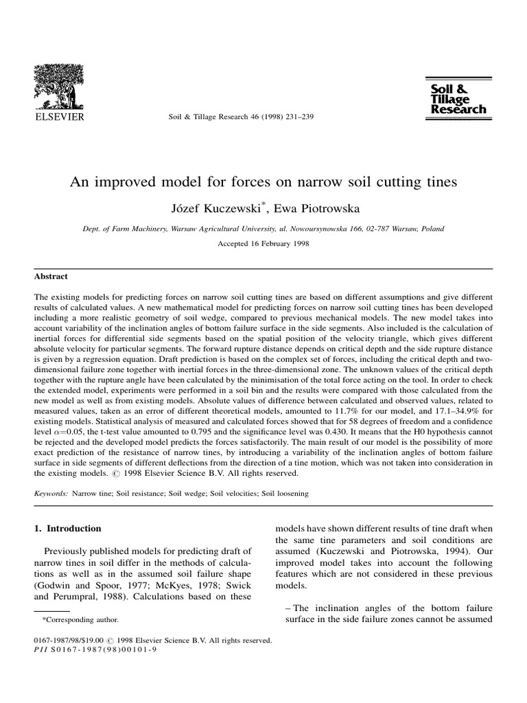3 An Improved Model For Forces On Narrow Soil Cutting Tines | Download ...
