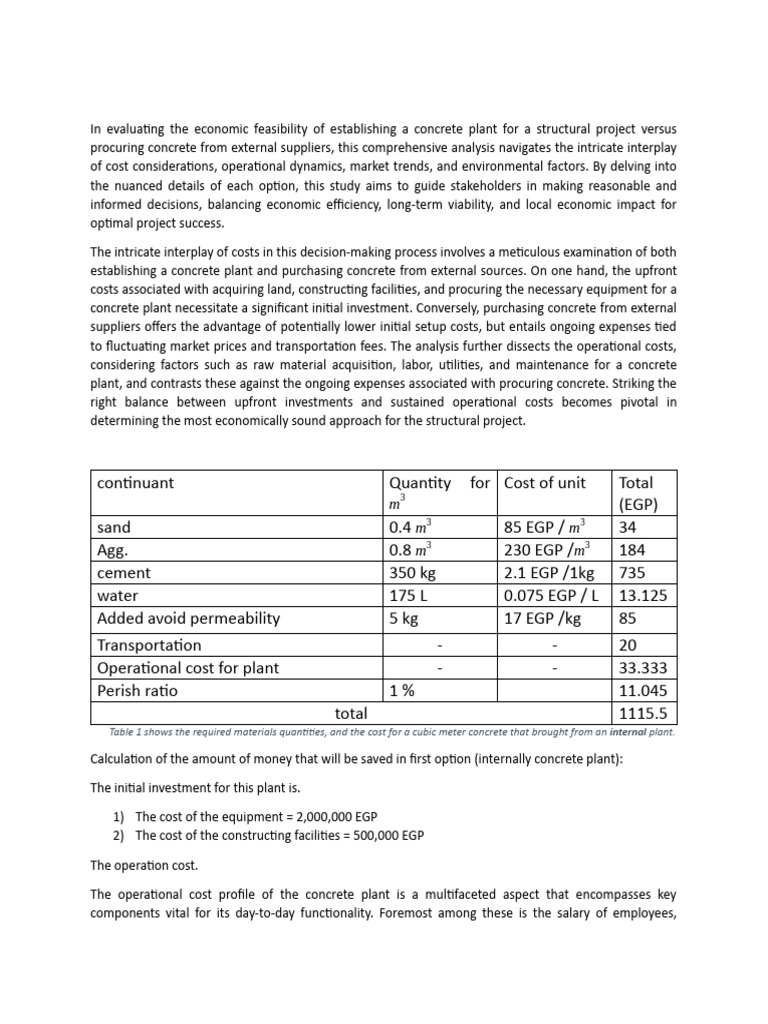 Final Analysis | PDF | Concrete | Cost