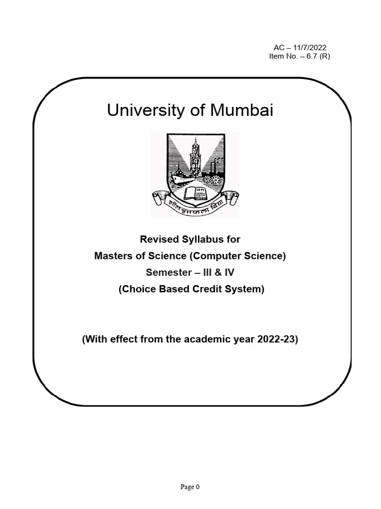 MSC Cs Syllabus Sem-III & IV (Cbcs Revised) 2022-23 | PDF | Cryptography | Encryption