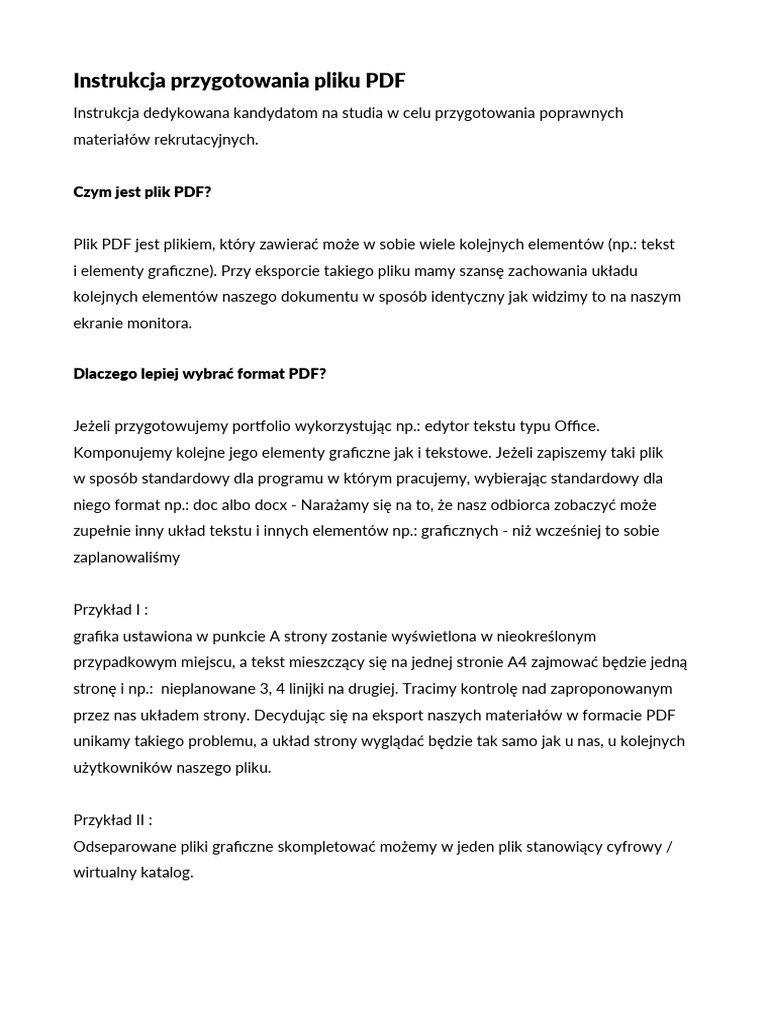 WSM - Instrukcja Przygotowania Pliku PDF | PDF