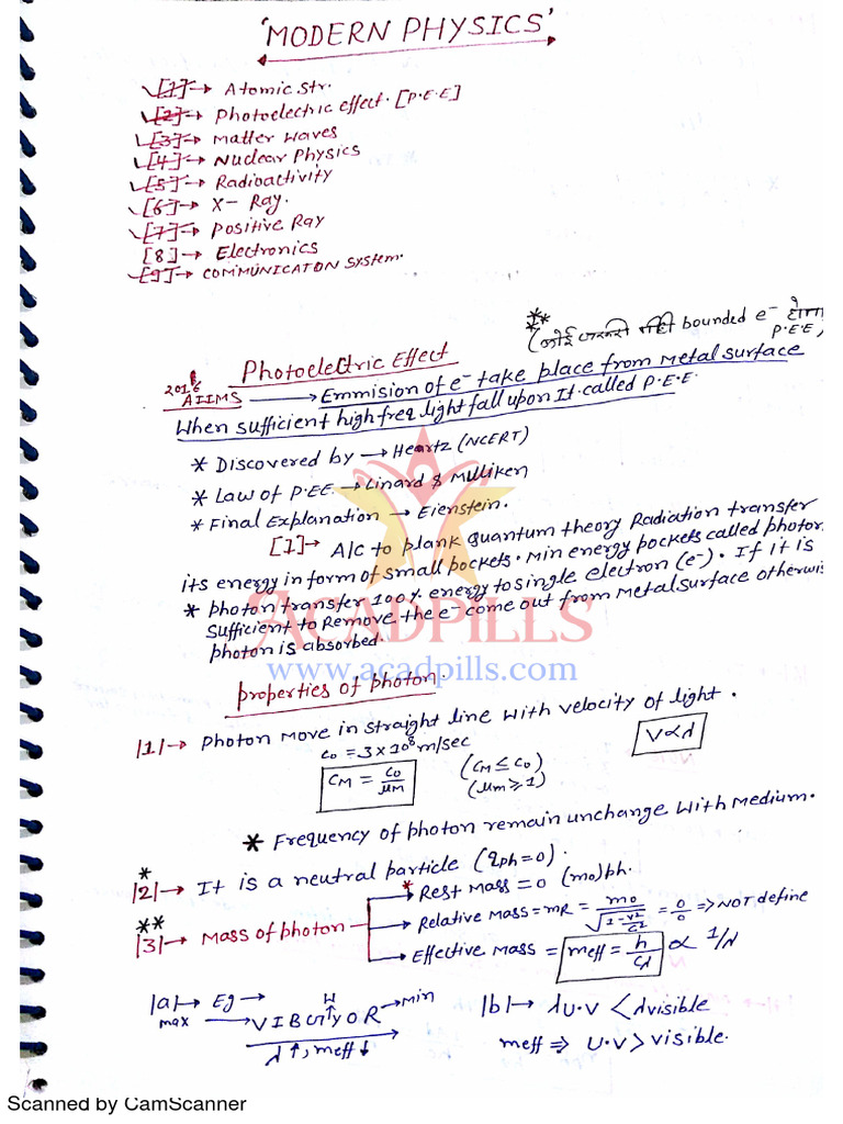 Modern Physics Handwritten Notes | PDF