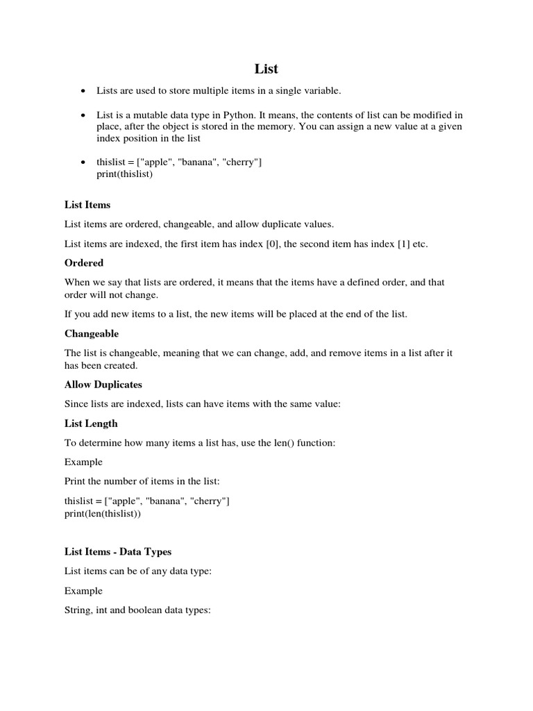 List, Tuple | PDF | Data Type | Computer Programming List, Tuple | PDF | Data Type | Computer Programming