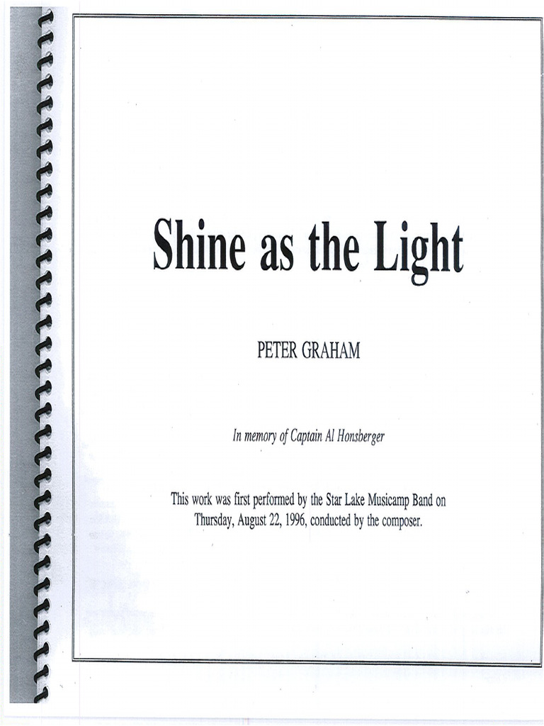 Shine As The Light (Peter Graham) | PDF