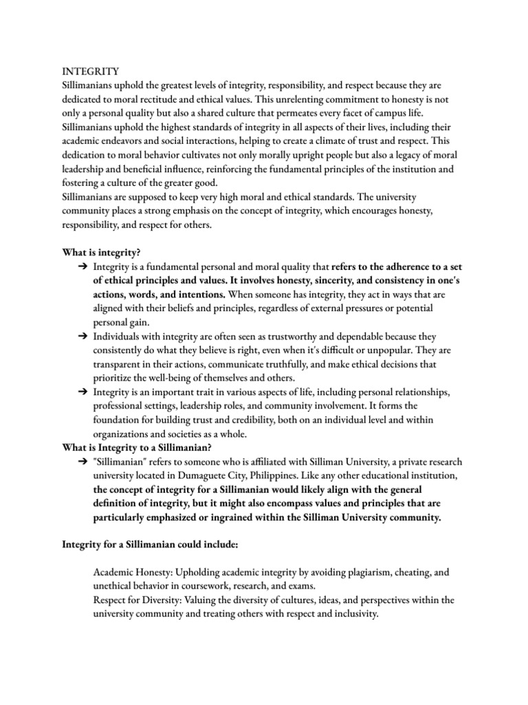 Integrity Explanation Drafts | PDF