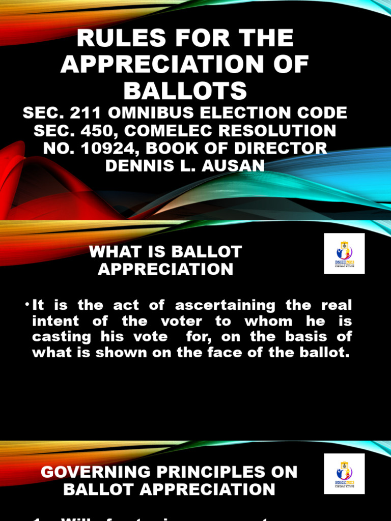 Ballot Appreciation Guidelines | PDF | Voting | Political Corruption