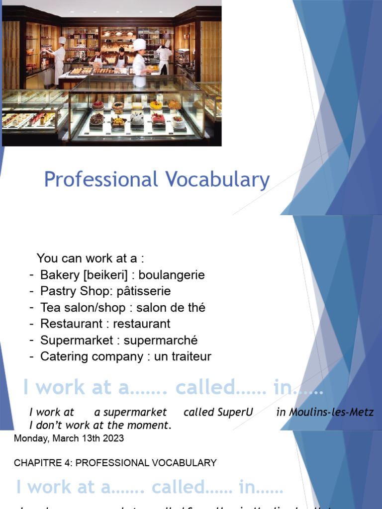 Professional Vocabulary. PASTRY COOK | PDF