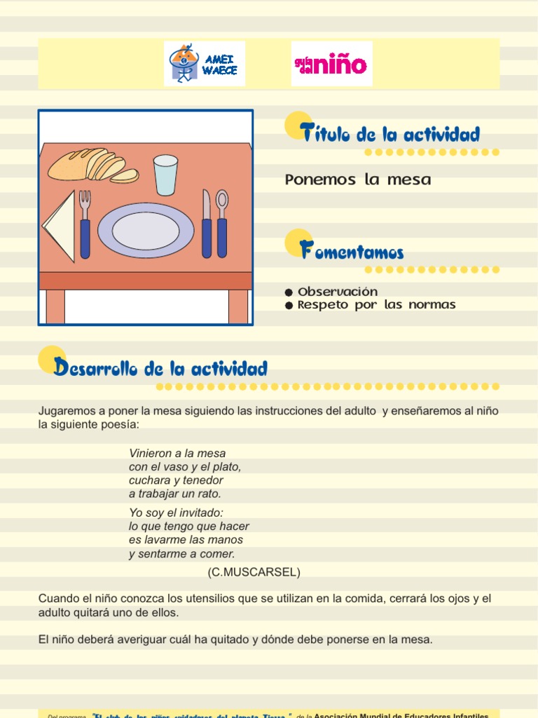 Ficha para Aprender A PONER LA MESA | PDF