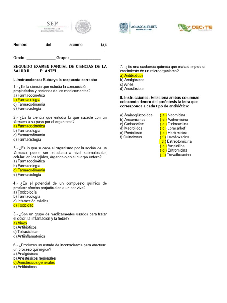 Segundo Parcial de Ciencias de La Salud Ii | PDF | Farmacología ...
