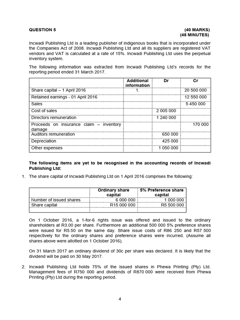 Chapter 15 QB Q5 Solution | PDF | Dividend | Income