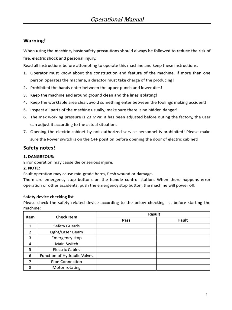 Press Brake Operation Manual Guide | PDF