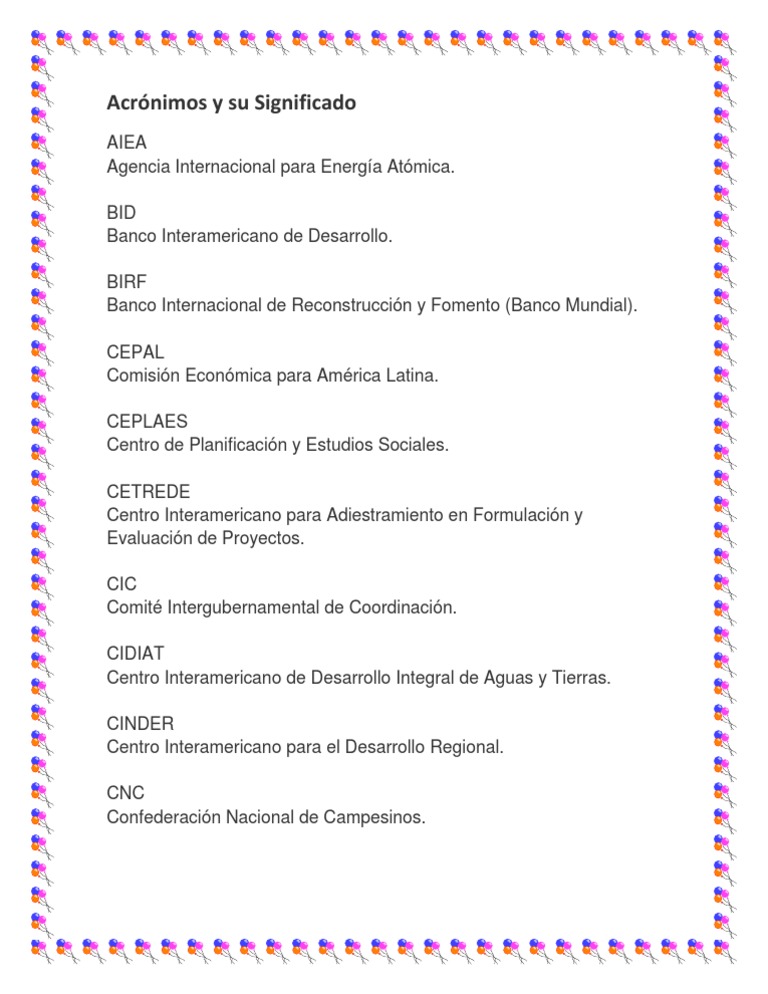 Acrónimos y su Significado