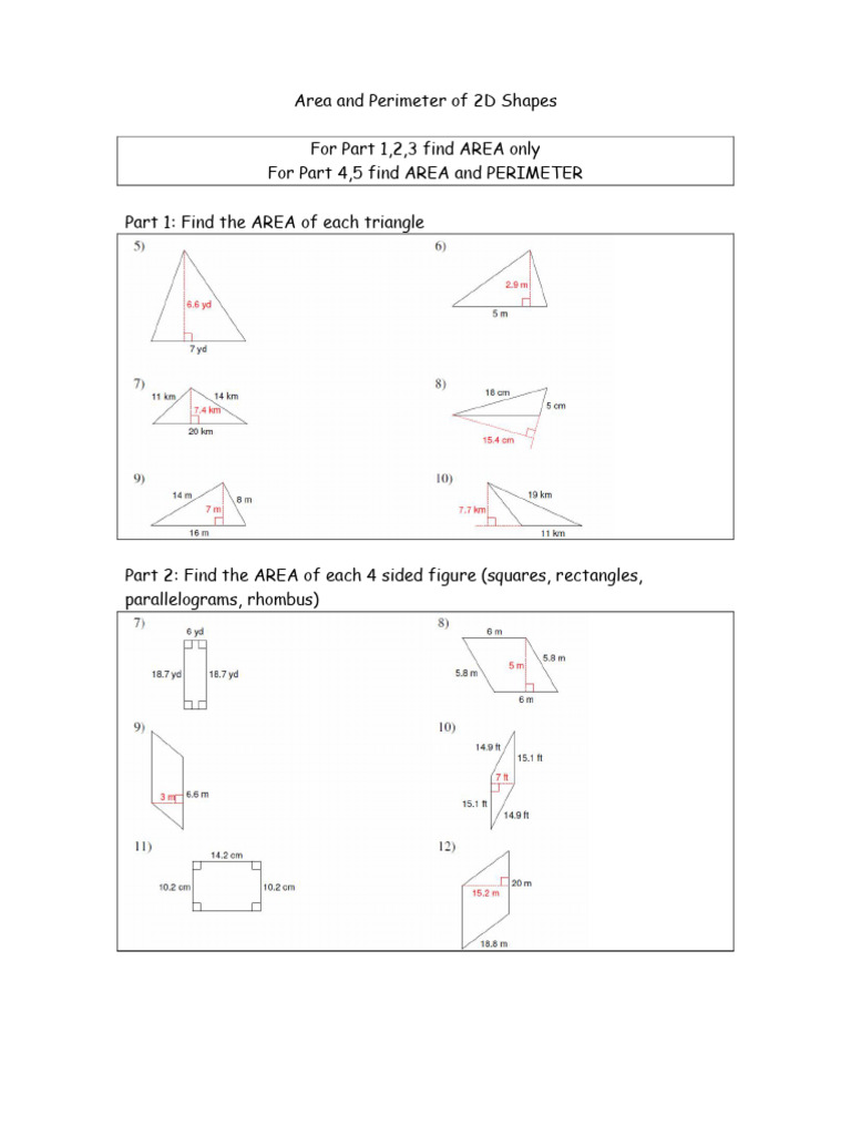 Microsoft Word - 03 Area and Perimeter of 2d Shape Worksheet-3 | PDF
