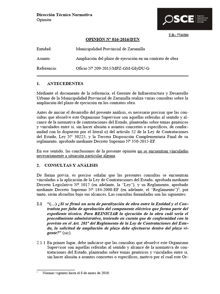 016-16 - Pre - Mun - Prov.zarumilla-Ampl - Plazo Ejec - Contrato Obra-2 | PDF | Tecnología
