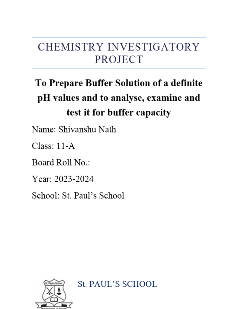 Shivanshu's Chem. Investigatory Project 1 | PDF | Science & Mathematics